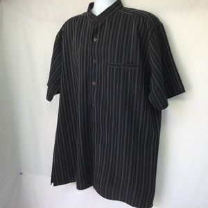The Point | Shirts | The Point Black Striped Mandarin Short Sleeve 2x ...